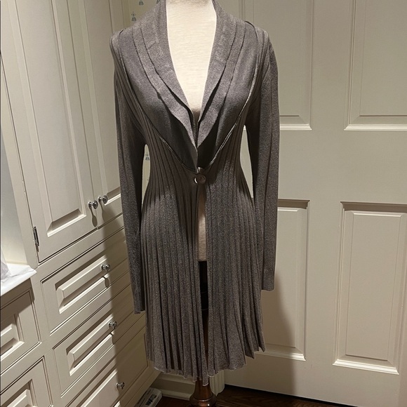 Miss Aless | Sweaters | Taupe Long Sweater Jacket With Double Shawl ...